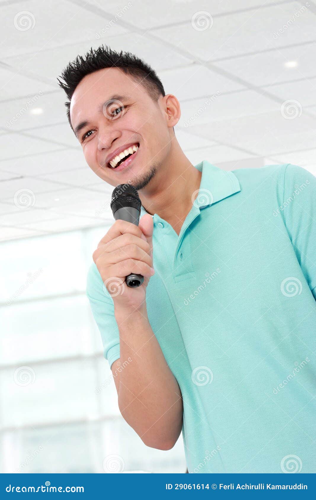 Man Talking with Microphone Stock Photo - Image of businessman, white ...