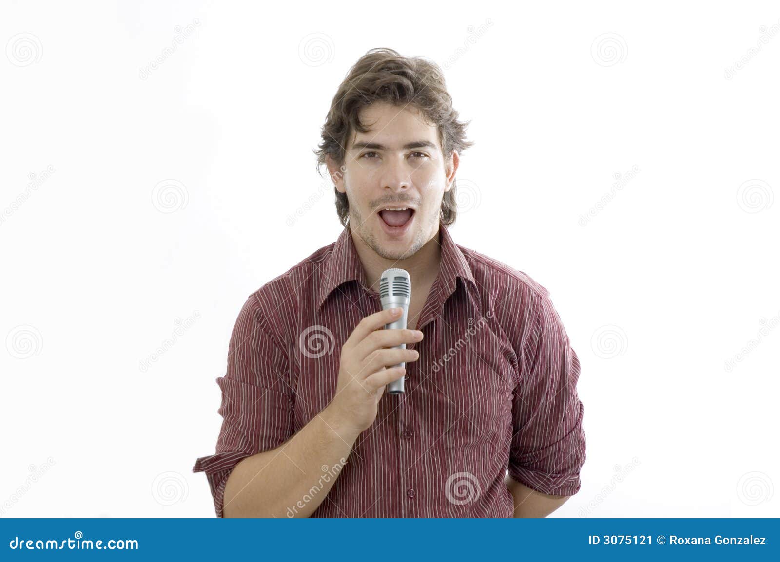 Man talking by microphone stock image. Image of holding - 3075121