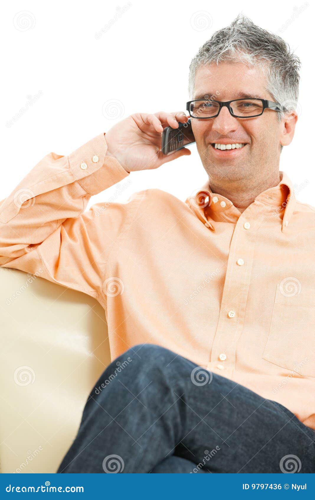 Man Talking on Mobile Phone Stock Photo - Image of american, gray: 9797436