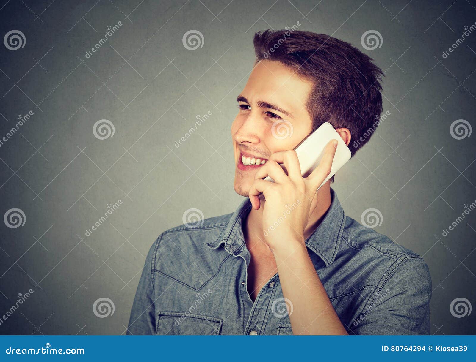 Man Talking on Mobile Phone Smiling Stock Photo - Image of caucasian ...