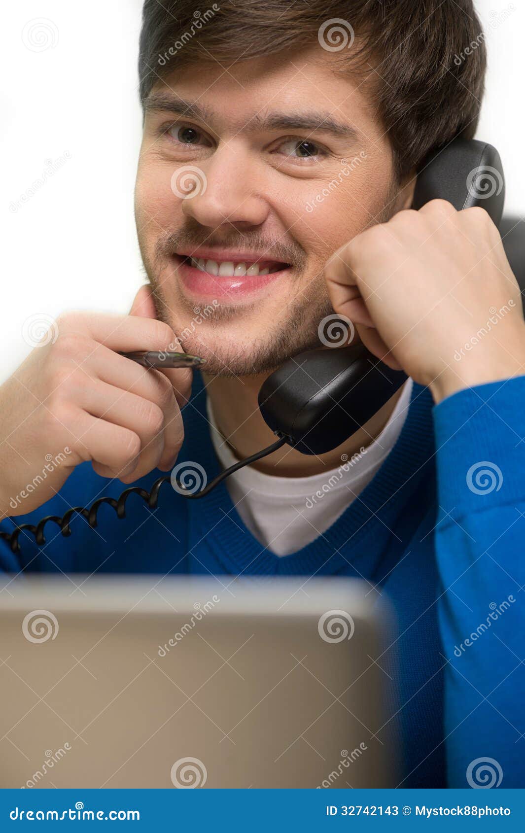 Man talking at phone. stock image. Image of handsome - 32742143