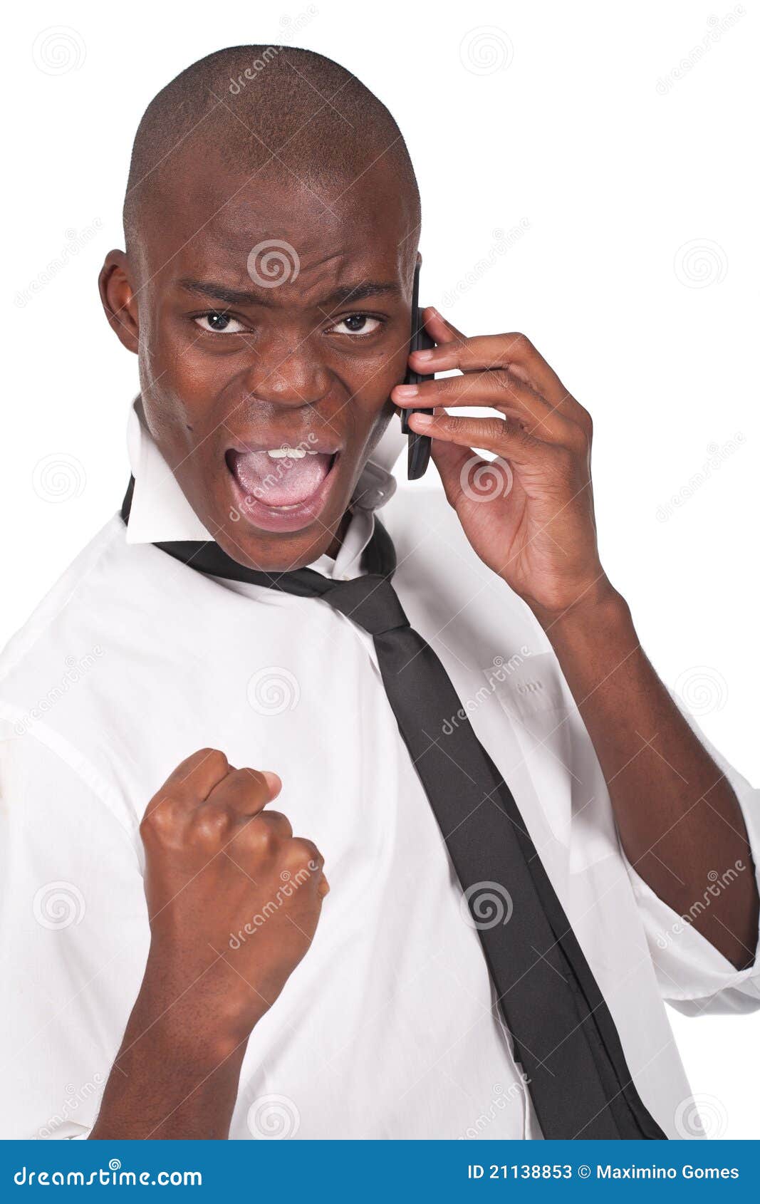 Man Talking on the Phone Looking Happy Stock Image - Image of mobile ...