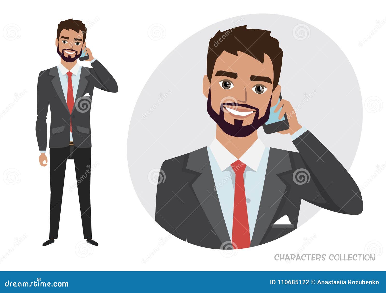 A Man is Talking on the Phone Stock Vector - Illustration of beard ...