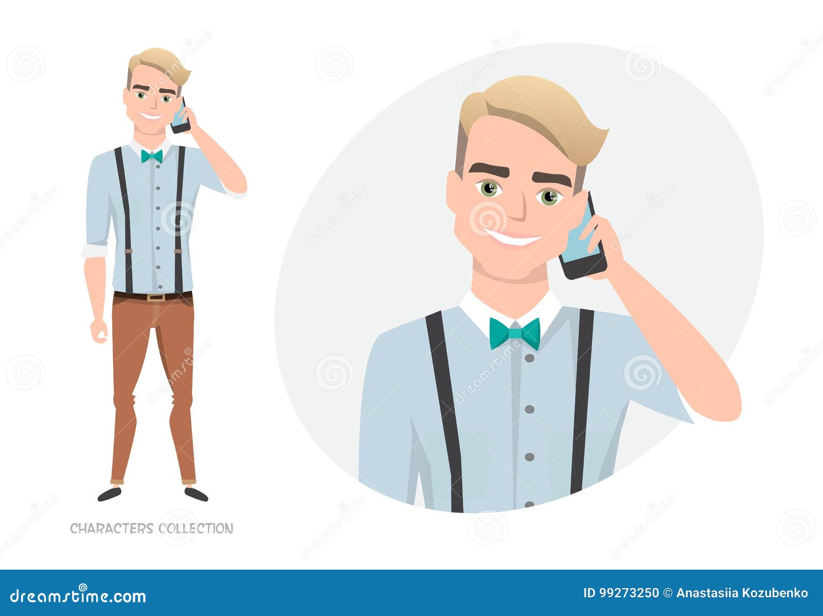A Man is Talking on the Phone Stock Vector - Illustration of full ...
