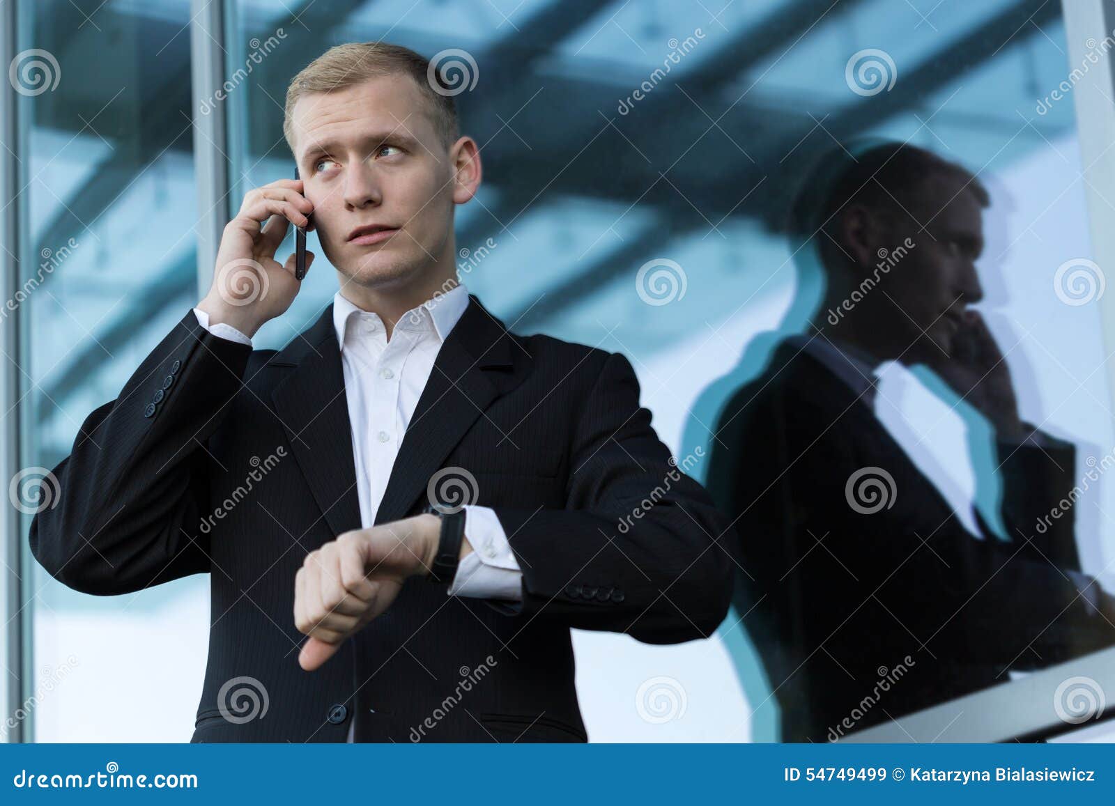 Man Talking on the Phone before Meeting Stock Image - Image of elegance ...