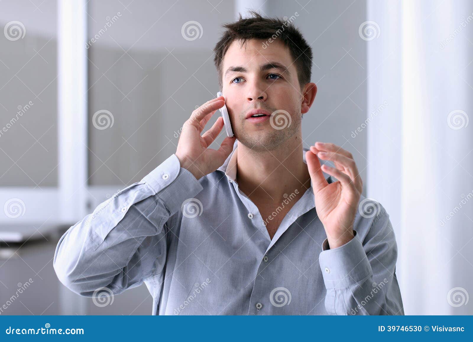 Man talking on phone stock photo. Image of action, hair - 39746530