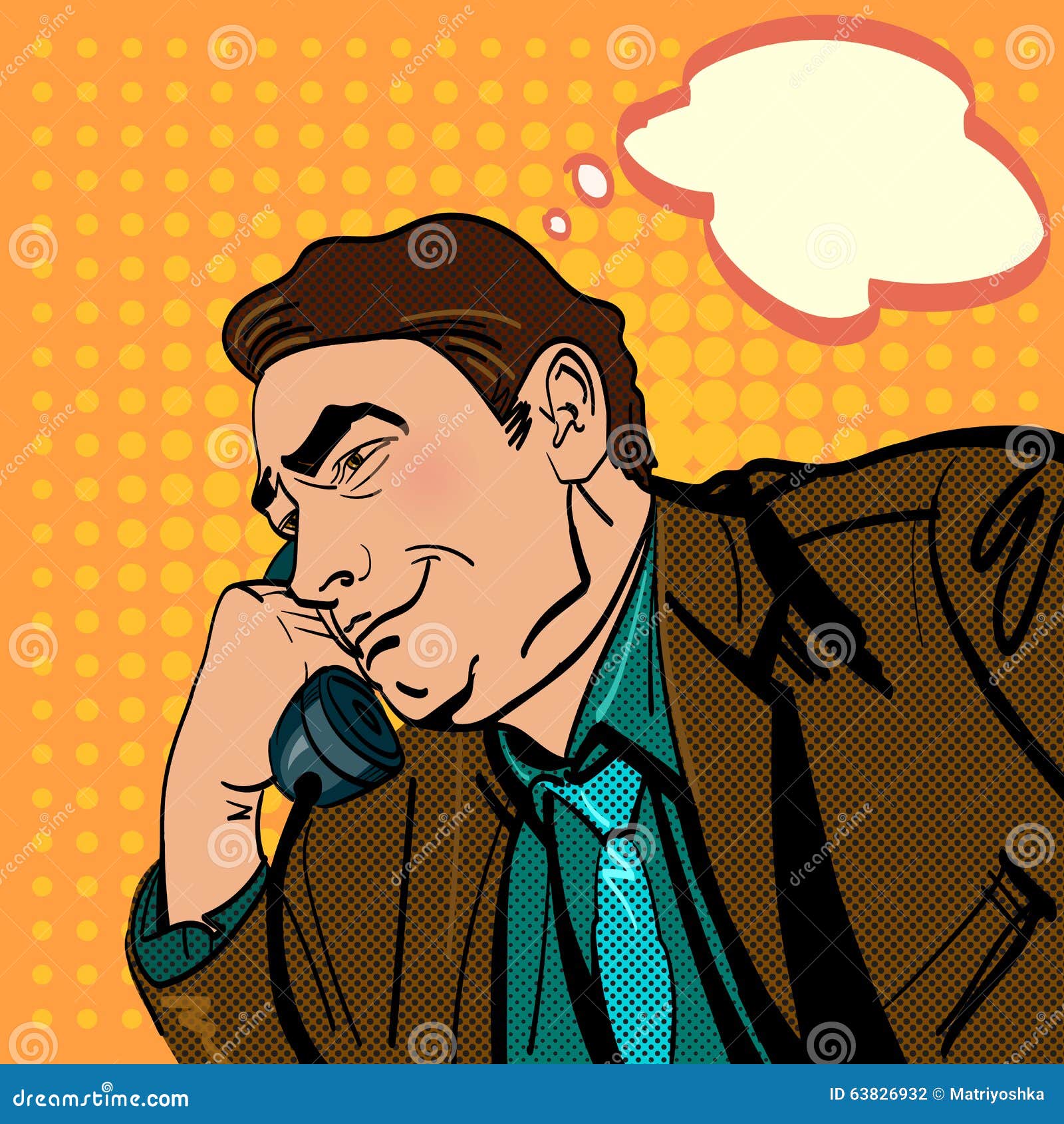 Man Talking on the Phone Retro Style Pop Art Stock Vector ...