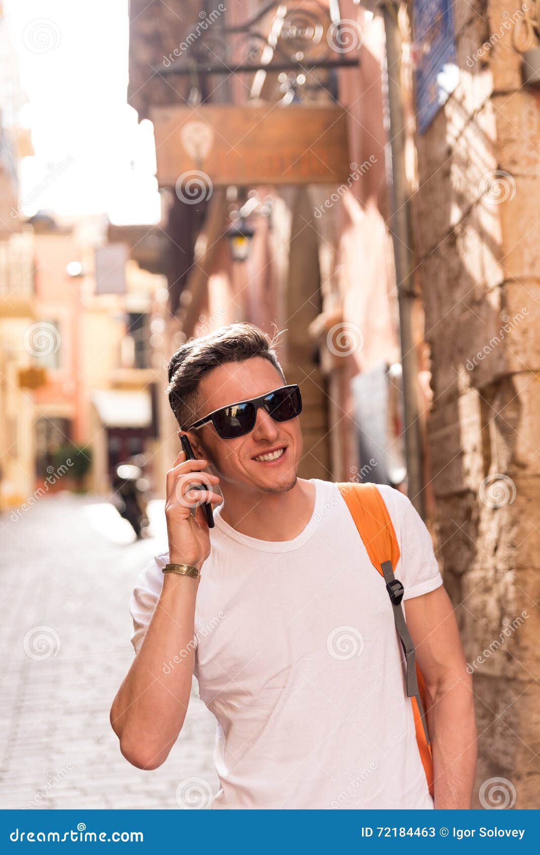 A Man Talking on the Phone on Vacation Stock Image - Image of lifestyle ...