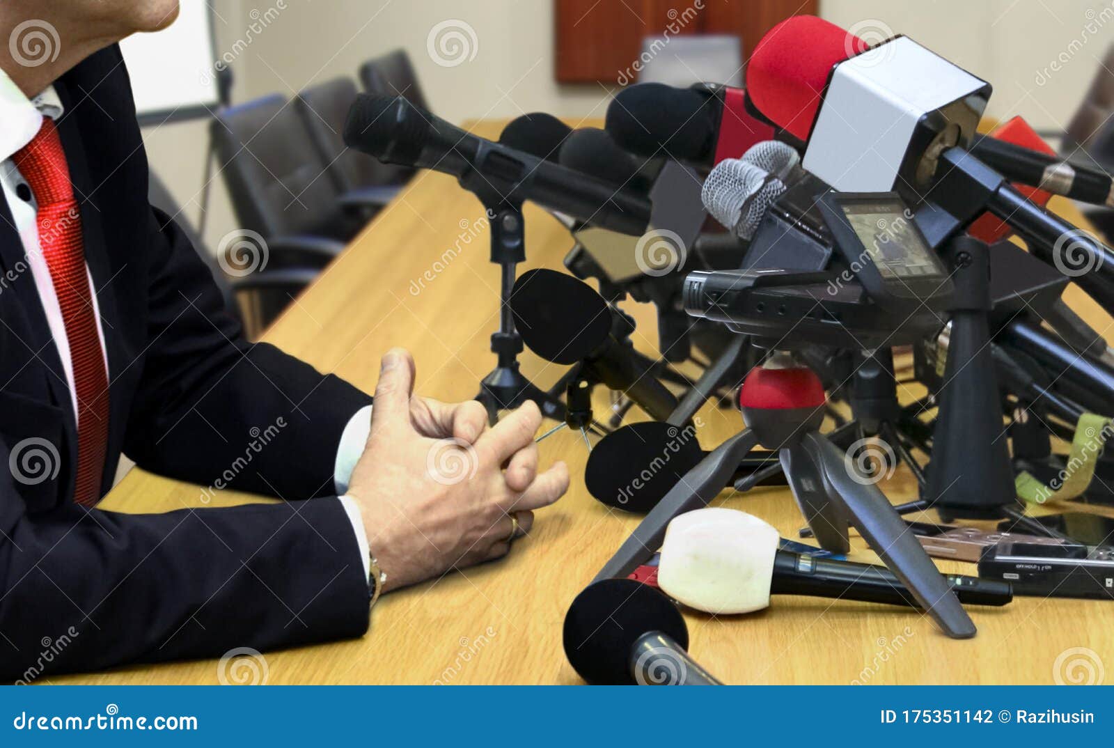 Man Talking during Press Conference in Office Meeting Room Stock Photo ...
