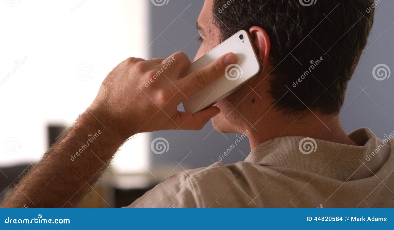 Man Talking on Smartphone at Home Stock Photo - Image of cheerful ...