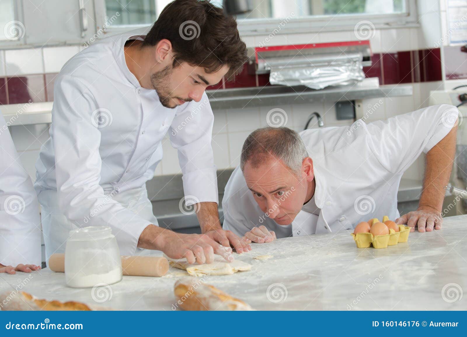 Man Talking To Chef while Preparing Dough Stock Photo - Image of chief ...