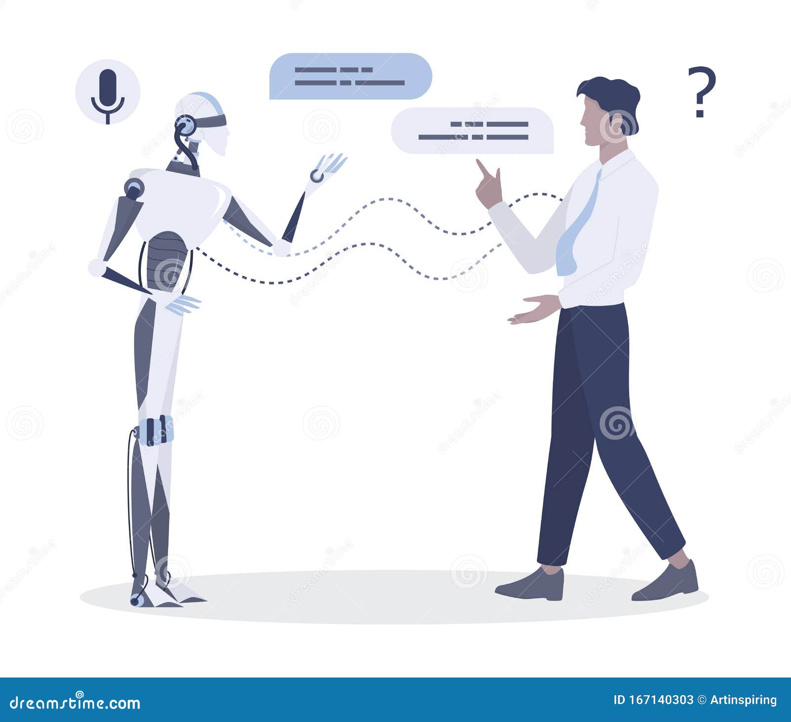 Man Talking To Robot. Conversation between Man and Artificial ... Man Talking To Robot. Conversation between Man and Artificial ...