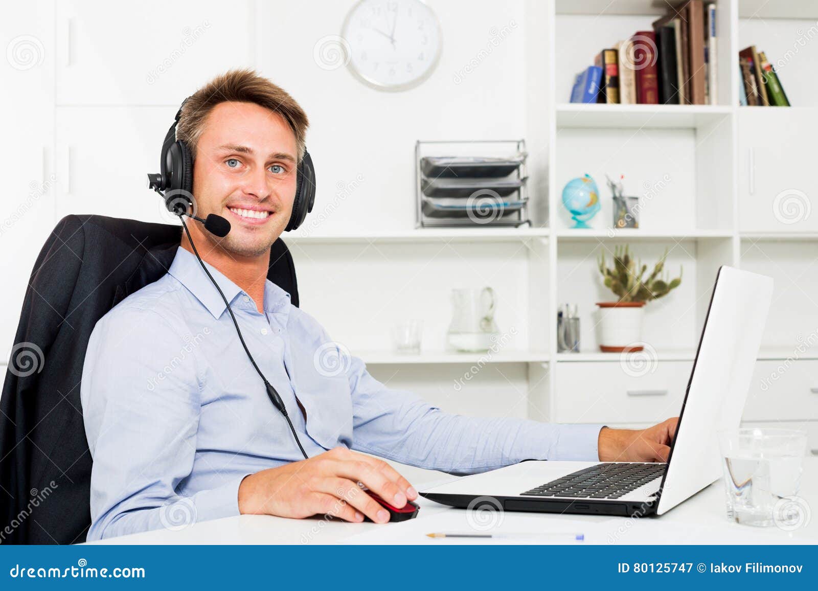 Man Talking Using Hands-free Set Stock Image - Image of headset ...