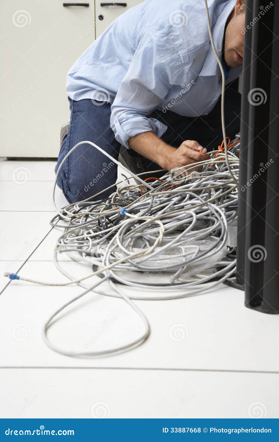 Man with Tangled Computer Wires Stock Photo - Image of messed, computer ...