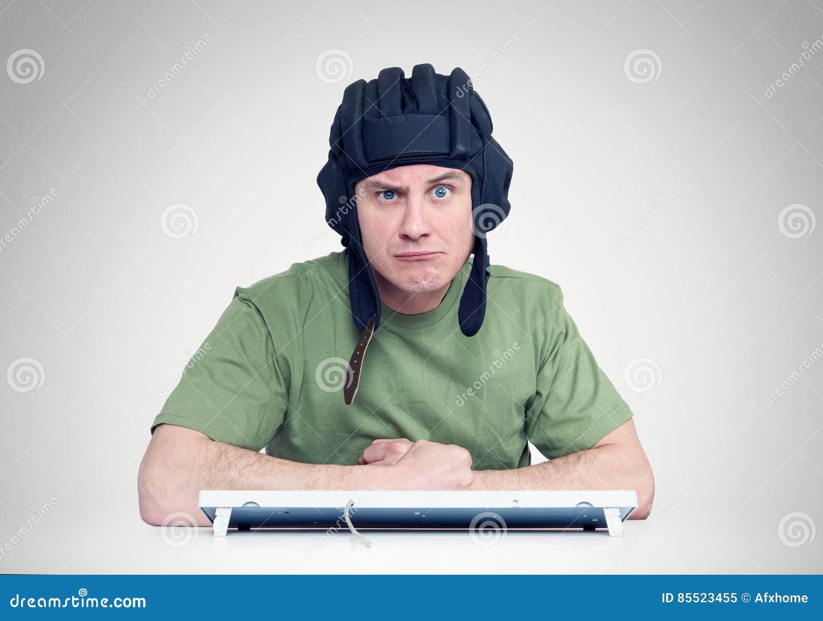Man Tank Helmet Computer Keyboard Stock Photos - Free & Royalty-Free ...