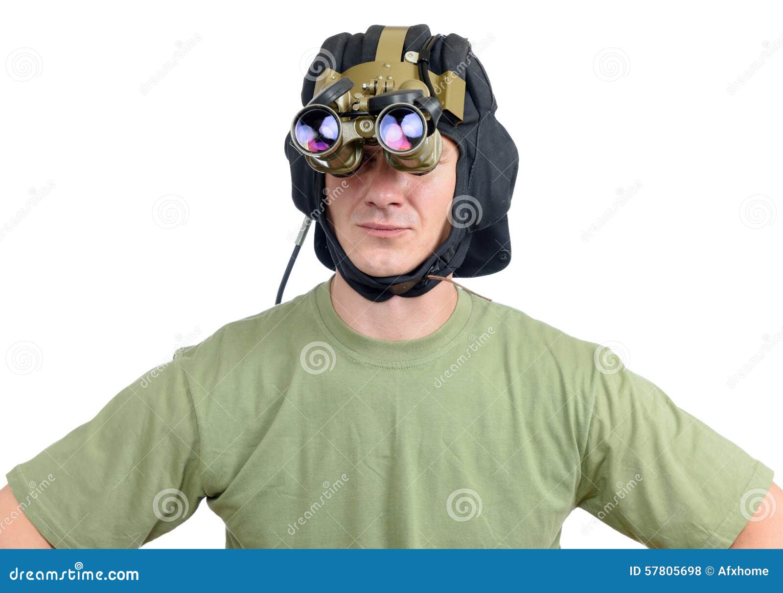 Man with a Tank a Night Vision Device on White Background Stock Photo ...