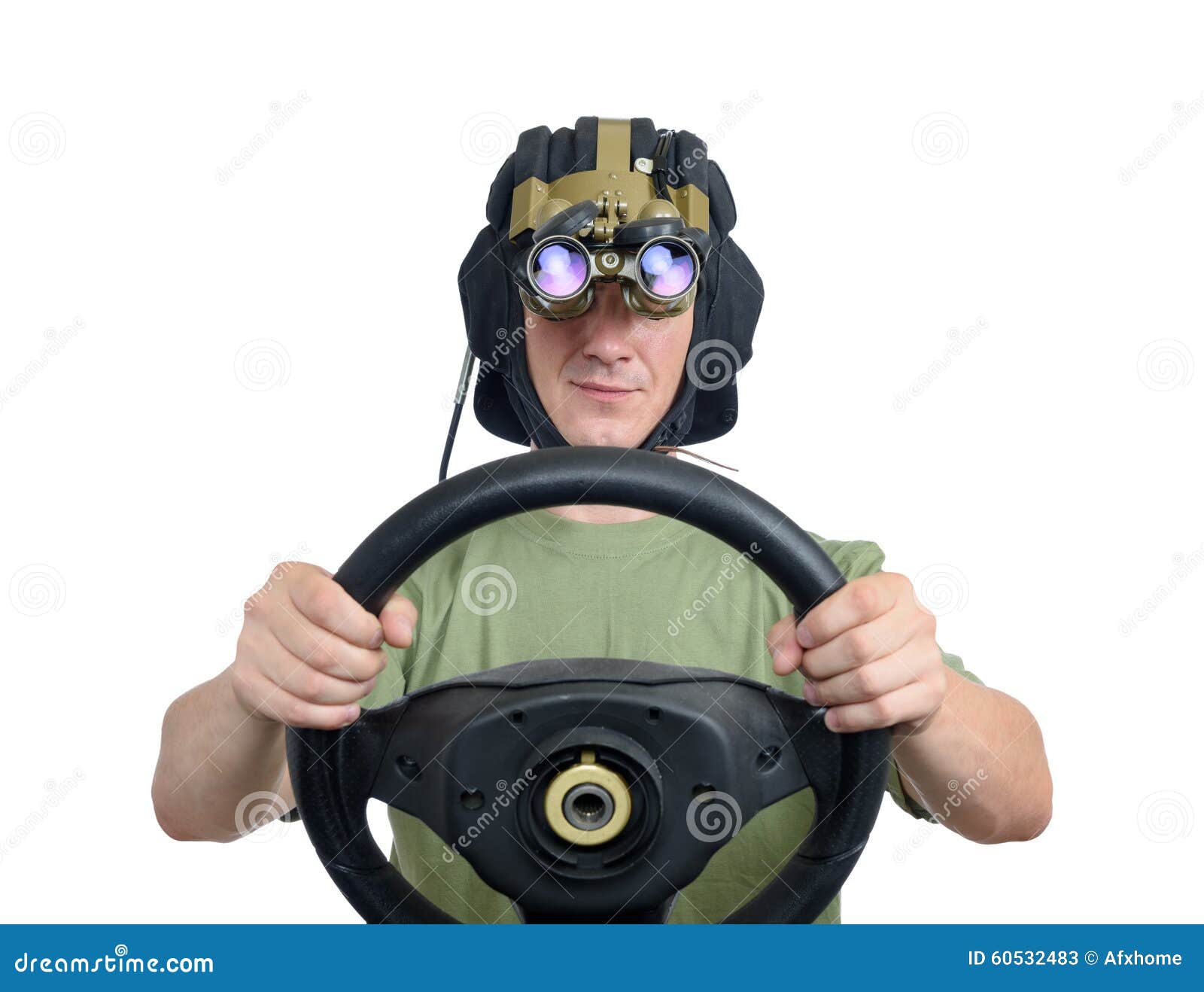 Man with a Tank a Night Vision Device on White Background Stock Image ...