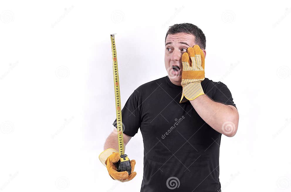 Man with a tape measure stock image. Image of person - 20455123