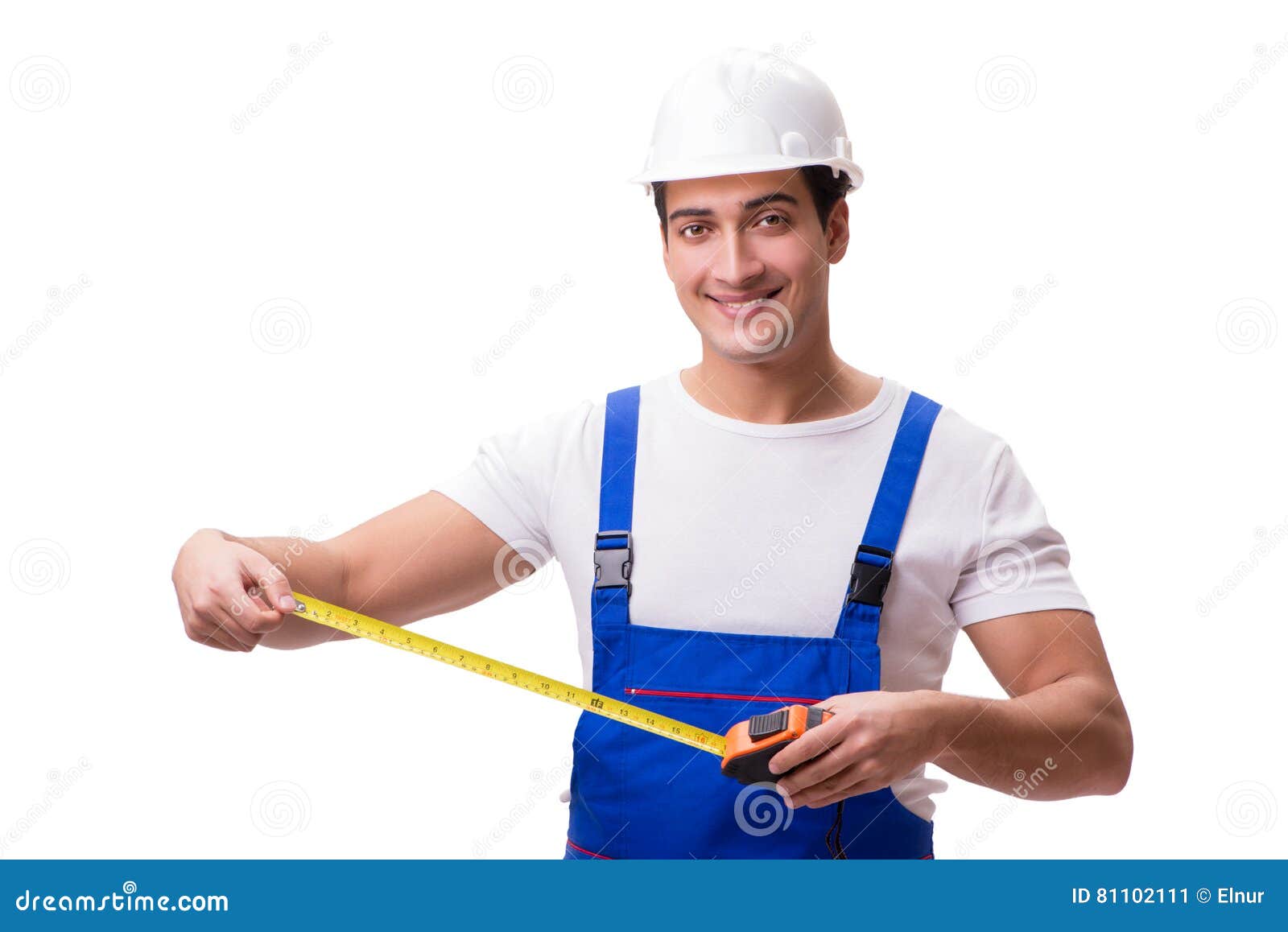 The Man with Tape Measure Isolated on White Stock Image - Image of ...