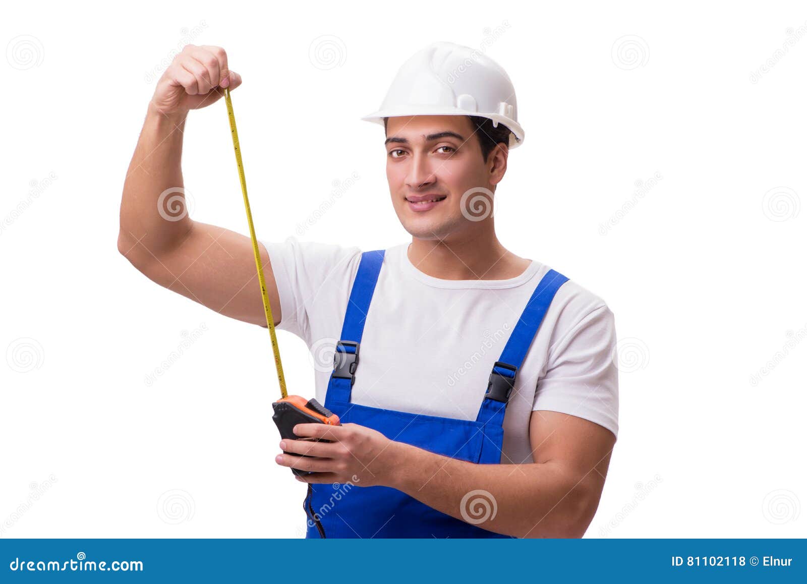 The Man with Tape Measure Isolated on White Stock Photo - Image of ...