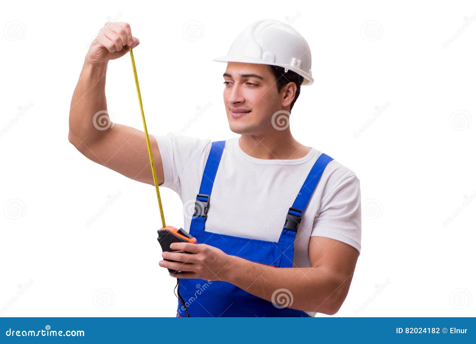 The Man with Tape Measure Isolated on White Stock Photo - Image of ...