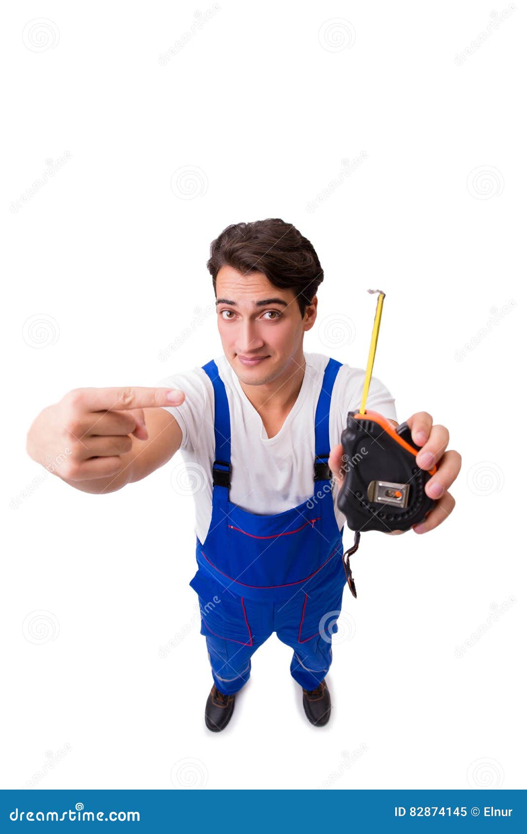 The Man with Tape Measure Isolated on White Stock Image - Image of ...