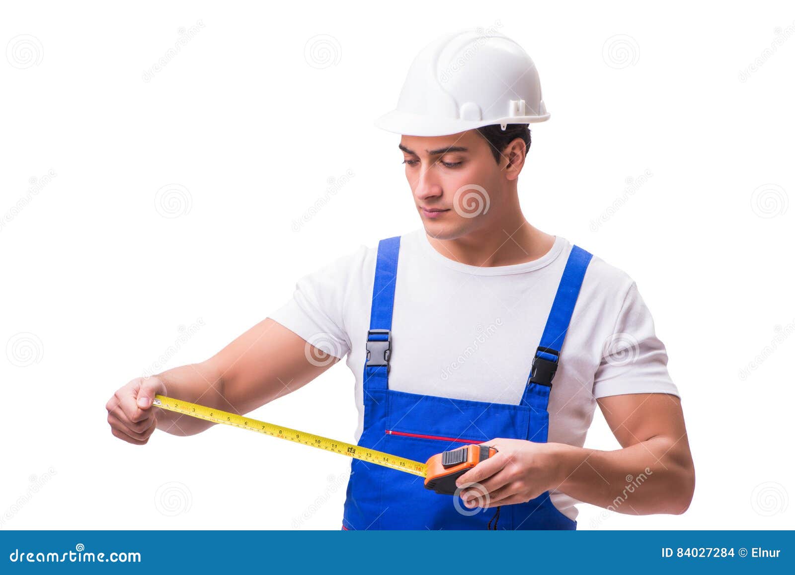 The Man with Tape Measure Isolated on White Stock Photo - Image of home ...