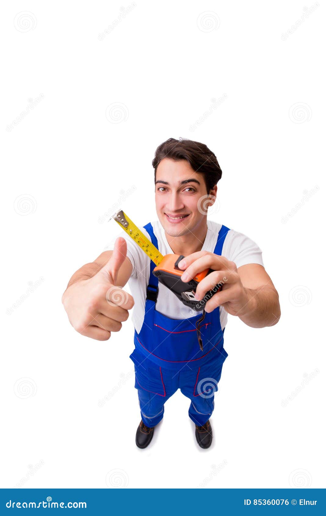 The Man with Tape Measure Isolated on White Stock Photo - Image of ...