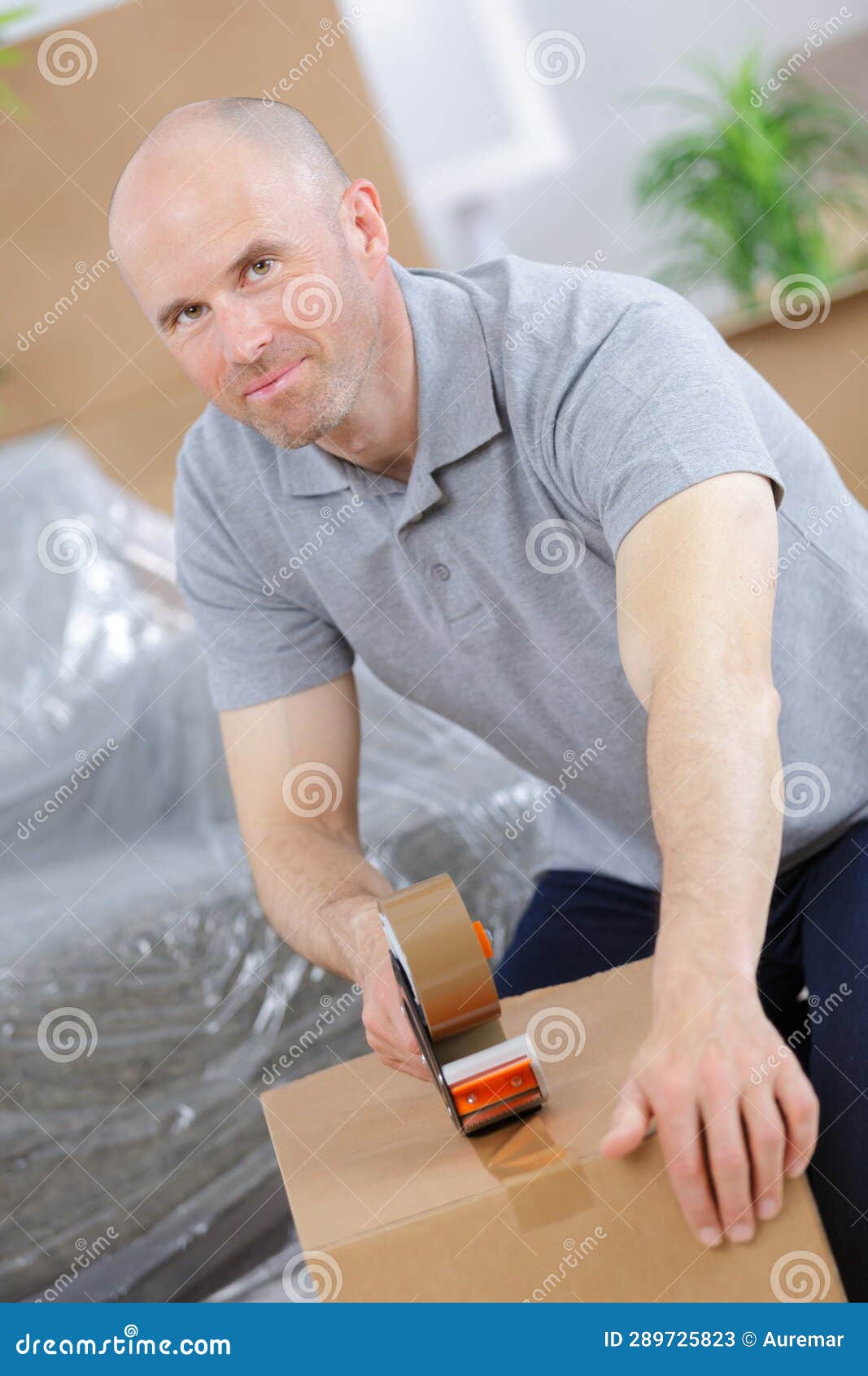 Man Taping Box while Doing Packing Stock Image - Image of adhesive ...