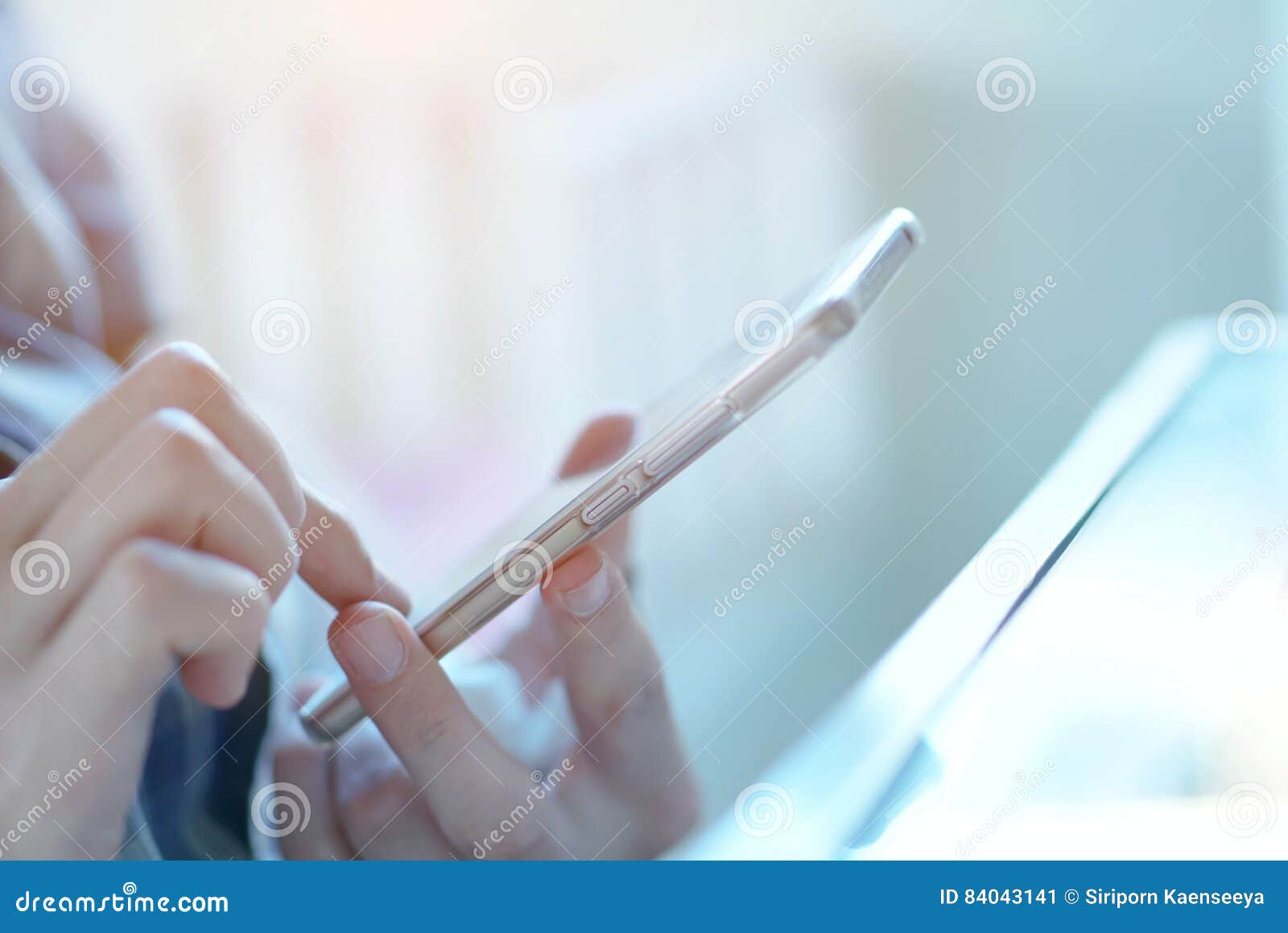 Man Tapping on Smartphone To Search for Information Stock Image - Image ...
