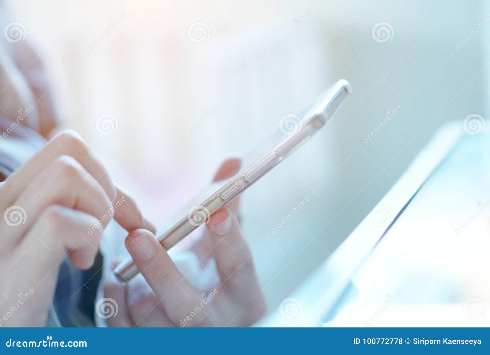 Man Tapping on Smartphone To Search for Information Stock Photo - Image ...