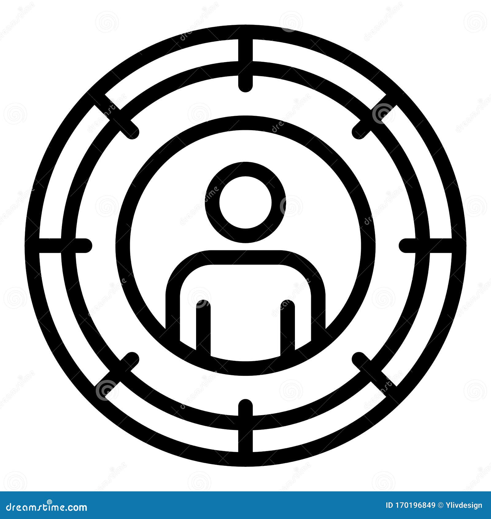 Man Target Icon, Outline Style Stock Vector - Illustration of precise ...