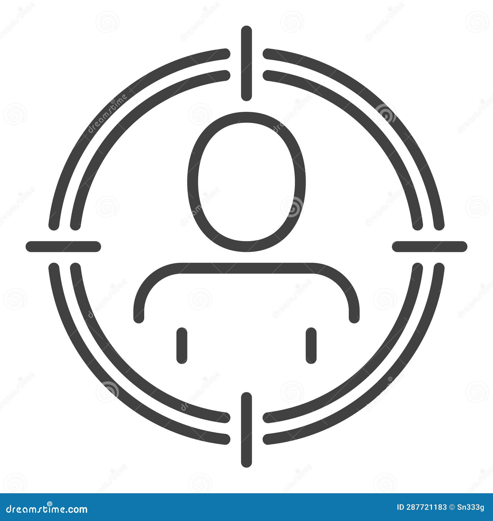 Man in Target Vector Aim or Targeting Concept Outline Icon Stock ...