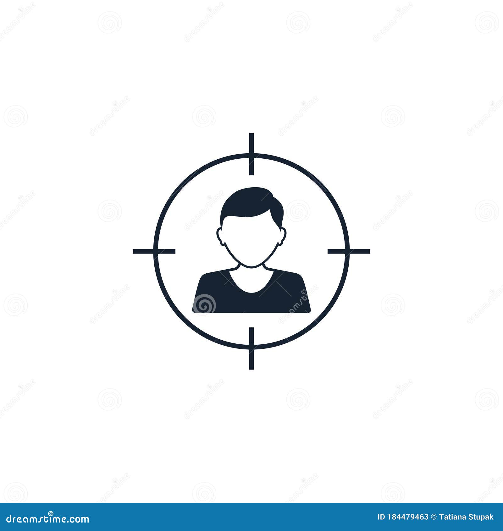 Man Target Vector Icon. Man Head with Aim Target Symbol Around Stock ...