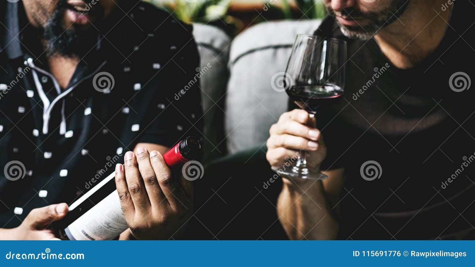 Man Tasting Red Wine with Friends Stock Photo - Image of cheerful ...