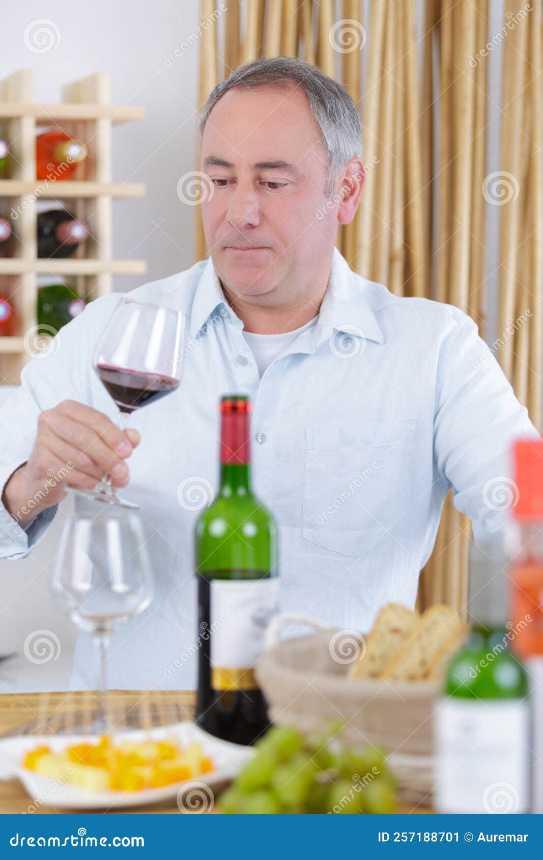 Man Tasting Red Wine in Tavern Stock Image - Image of successful ...