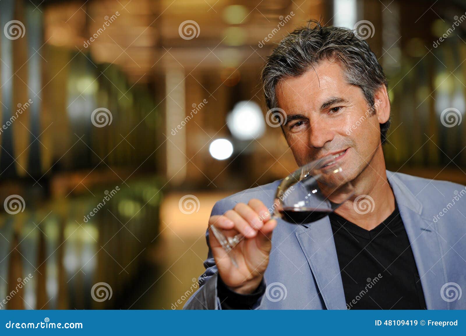 Man Tasting Wine in a Cellar-Winemaker Stock Image - Image of cave ...