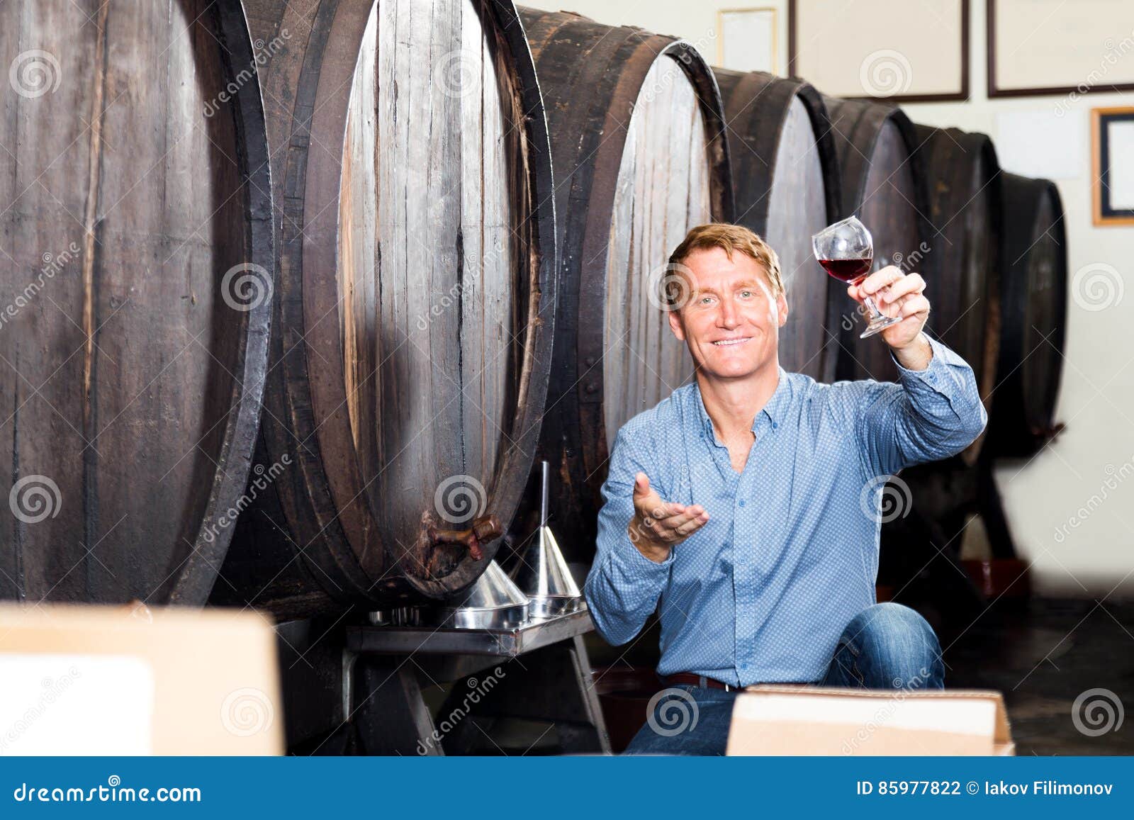 Man Tasting Wine before Purchasing it in Winery Stock Photo - Image of ...