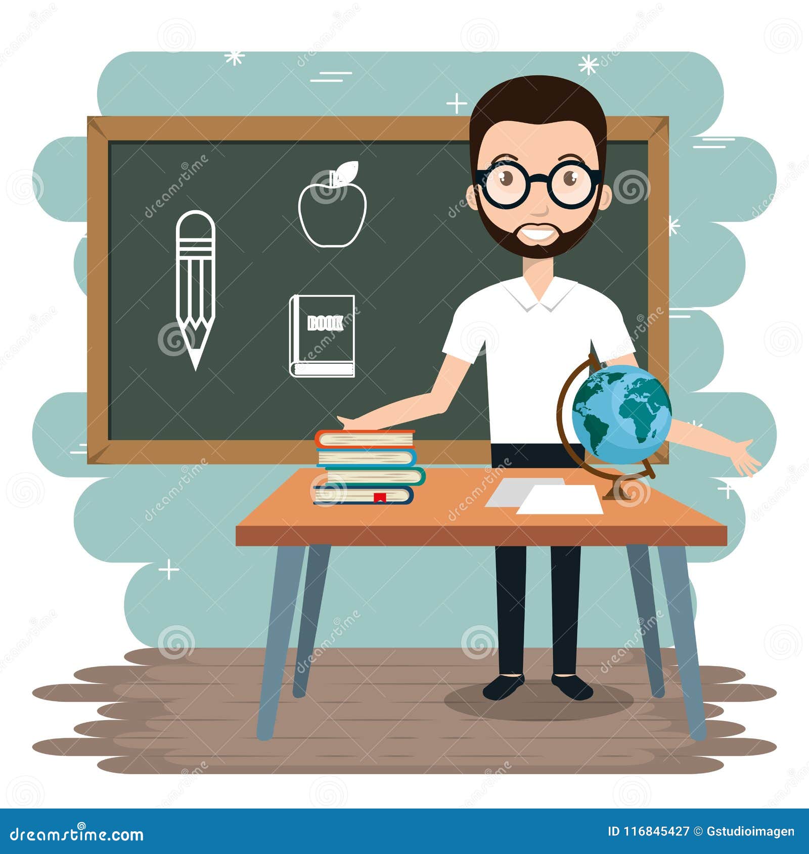 Man Teacher in the Classroom Stock Vector - Illustration of education ...