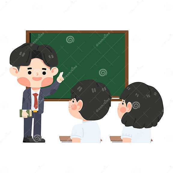 Man Teacher Teaching in Front of Whiteboard Stock Illustration ...