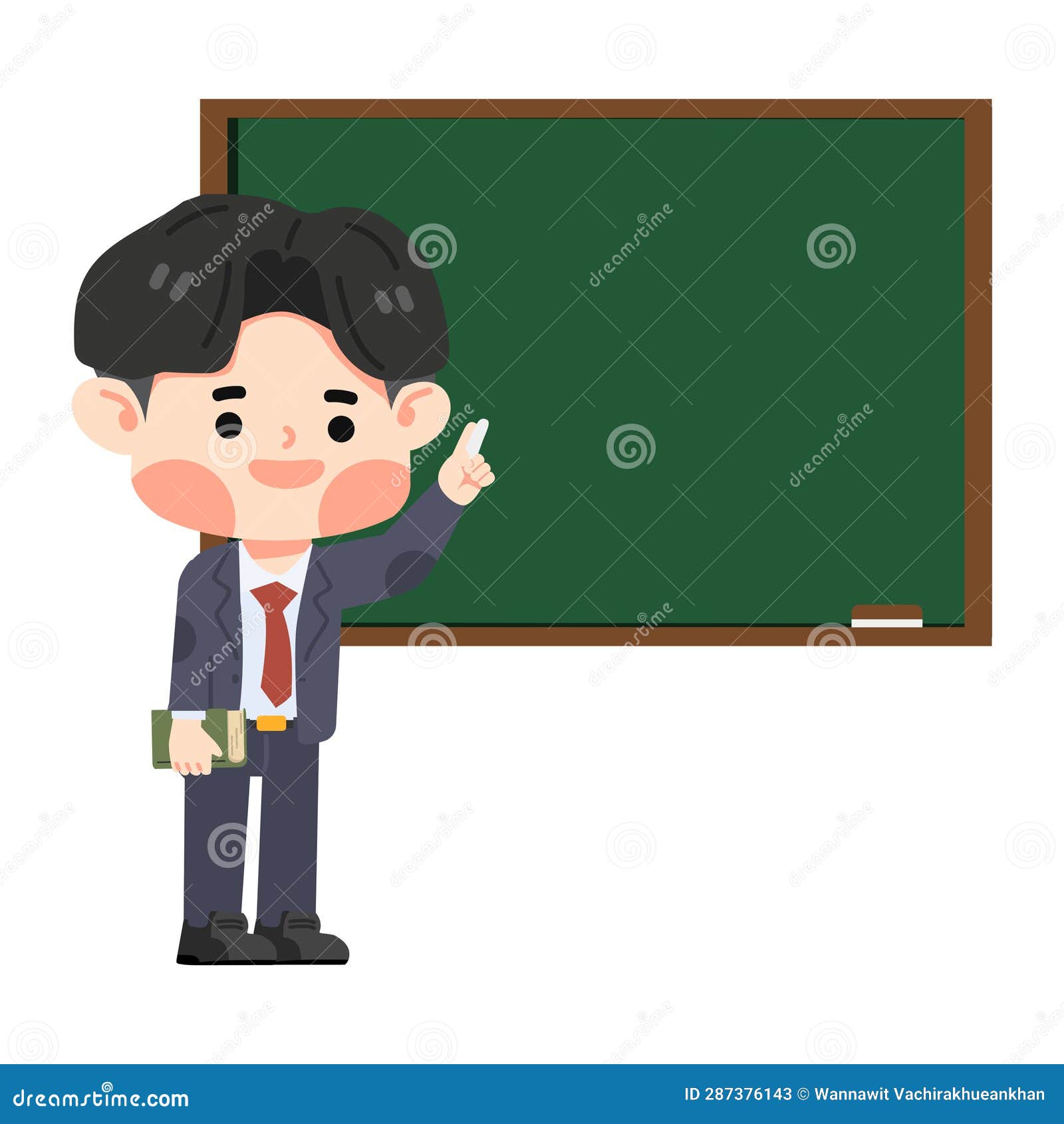 Man Teacher Teaching on Green Board Stock Illustration - Illustration ...
