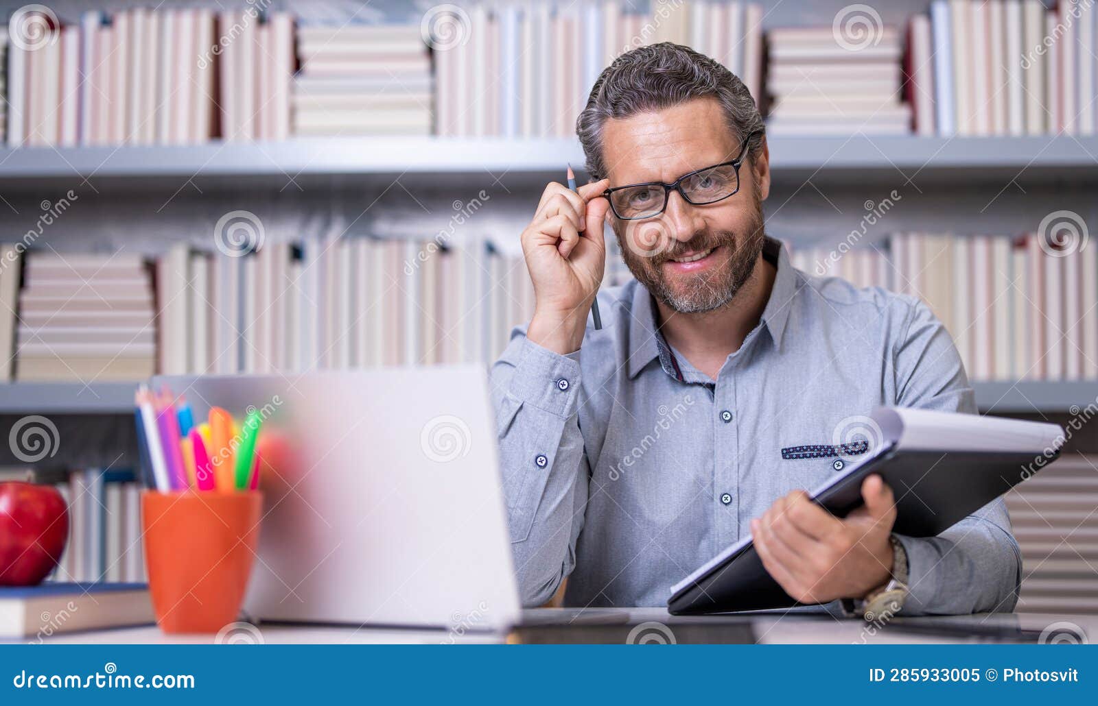 Man Teacher Tutor at Classroom Workplace Teaching and Learning ...