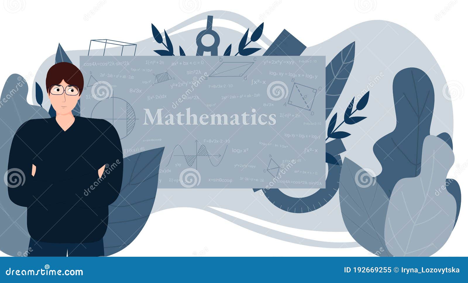 Man Teaches Math on the Blackboard, Education Stock Vector ...