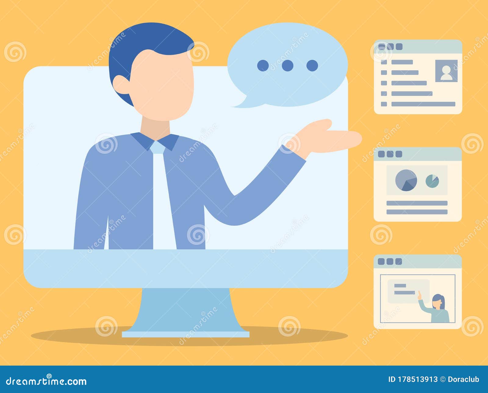 Man Teaching Online in Computer. Stock Vector - Illustration of ...