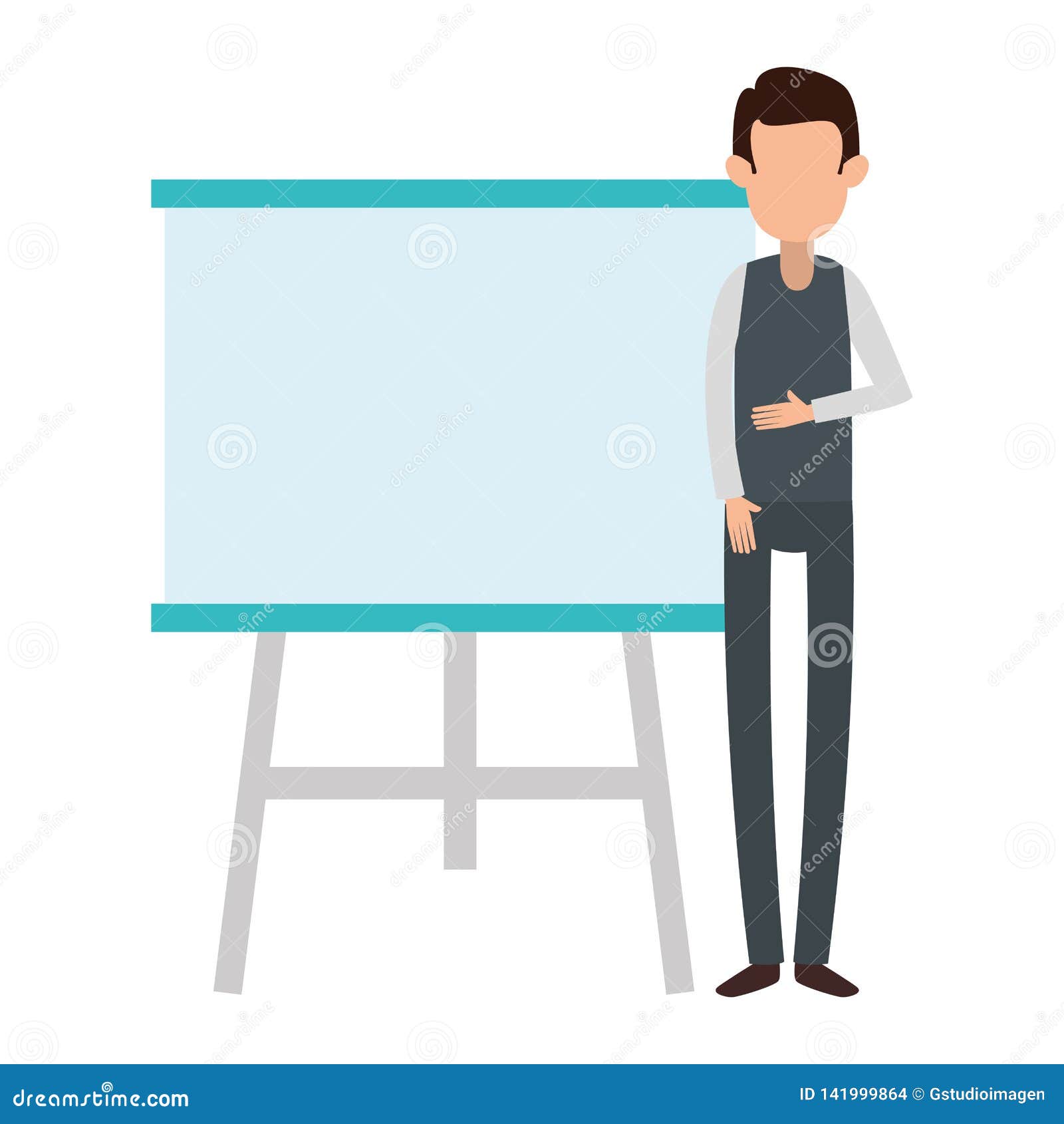 Man Teaching with Paperboard Character Stock Vector - Illustration of ...