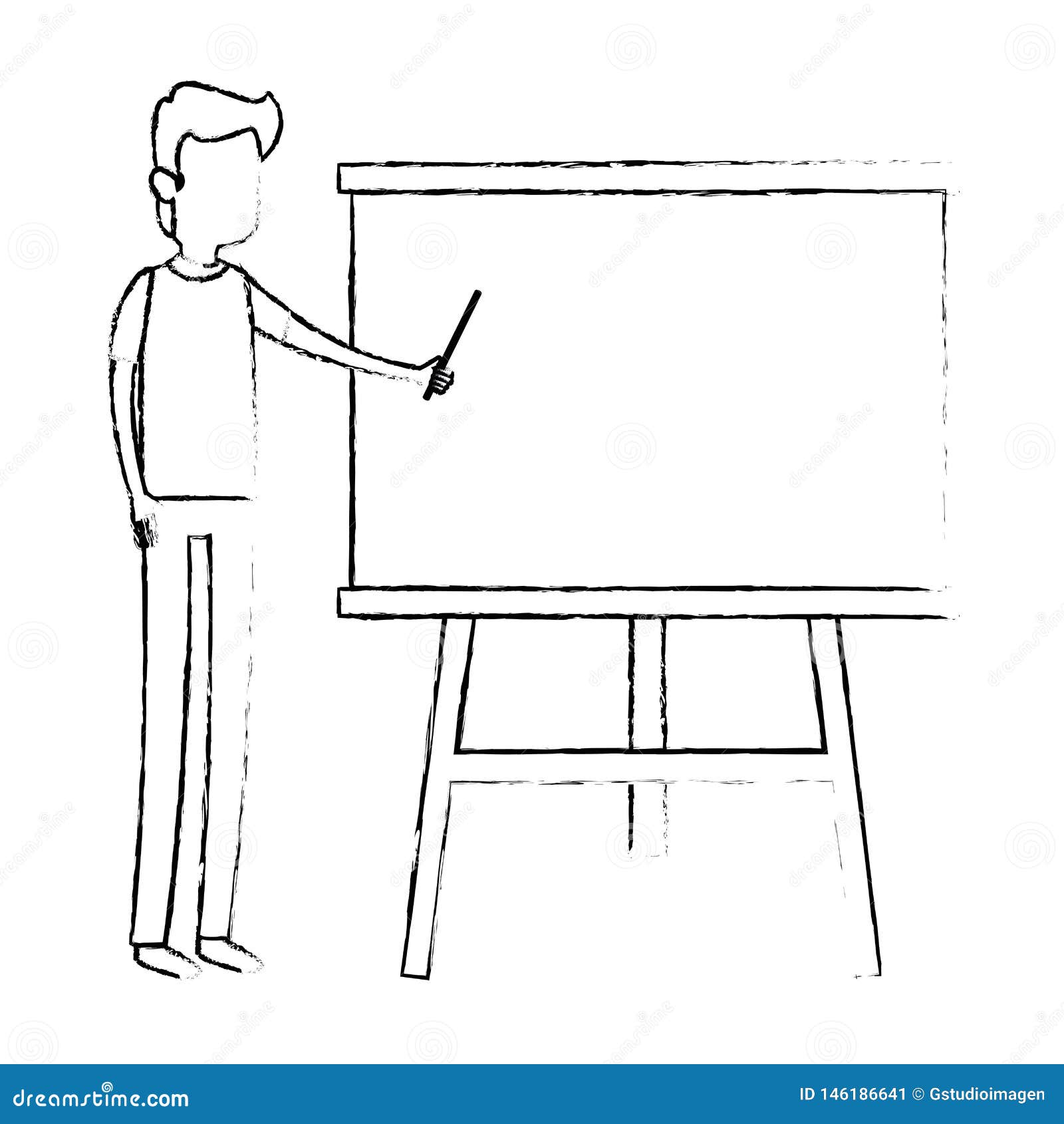 Man Teaching with Paperboard Character Stock Illustration ...