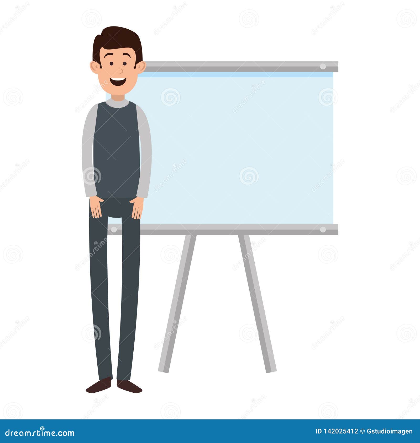Man Teaching with Paperboard Character Stock Vector - Illustration of ...