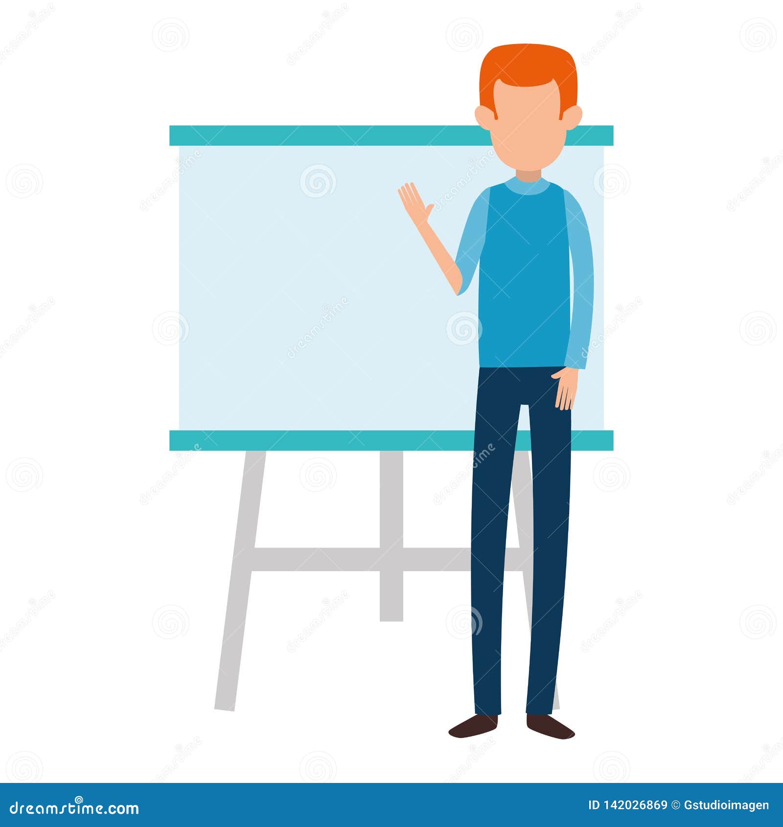 Man Teaching with Paperboard Character Stock Vector - Illustration of ...