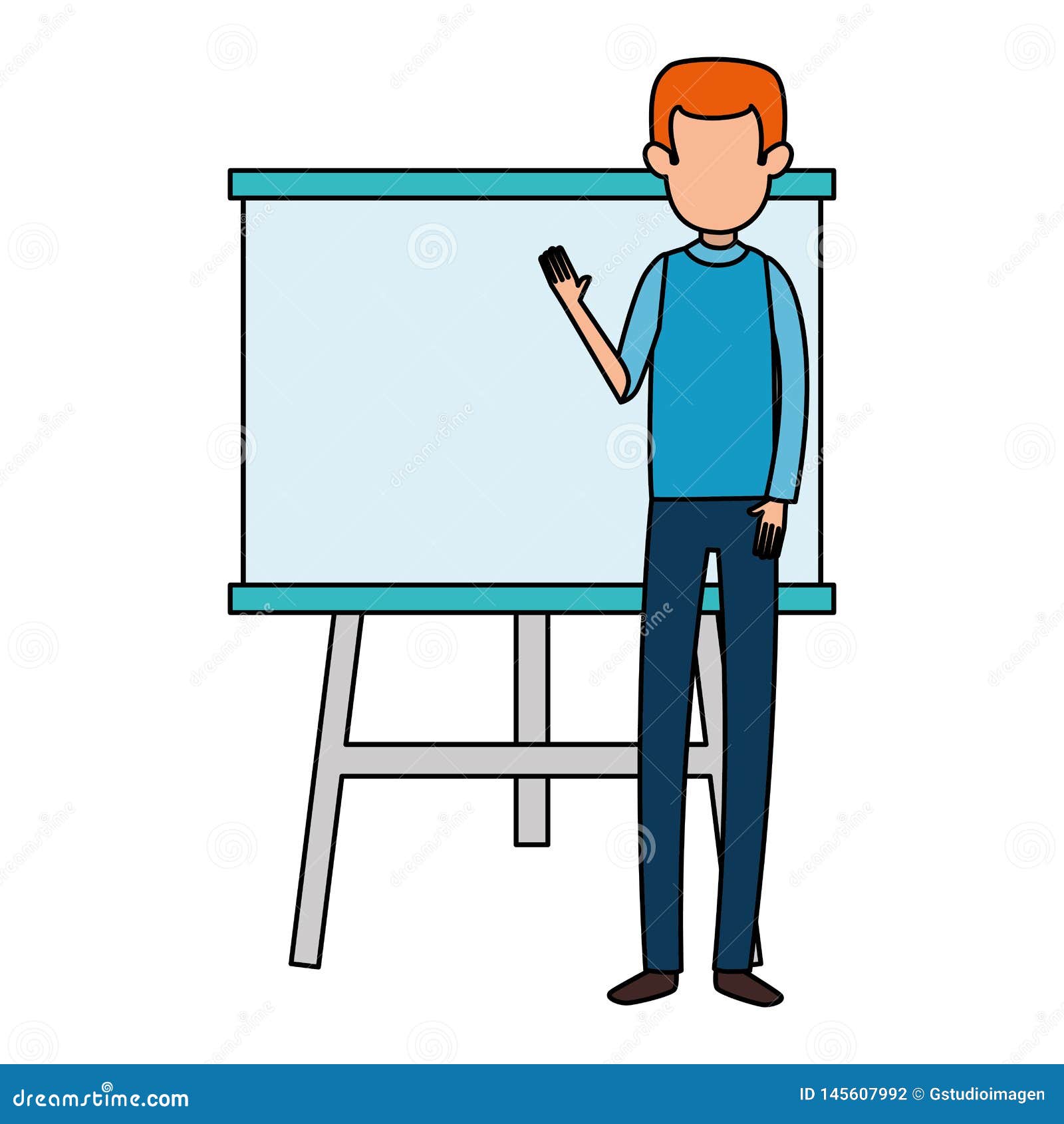 Man Teaching with Paperboard Character Stock Illustration ...