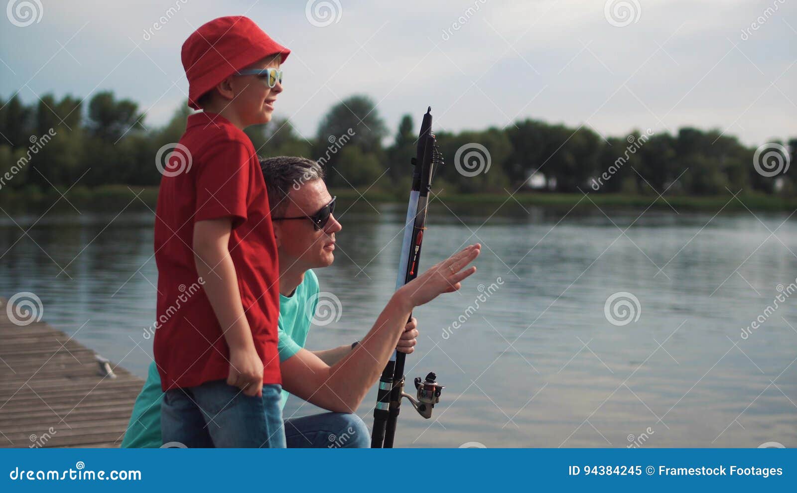 Man Teaching Son How To Fish Stock Image - Image of generation ...